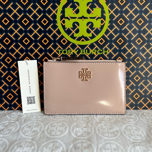 Tory Burch | Bags | Tory Burch Britten Patent Zip Card Case Mini Wallet ...